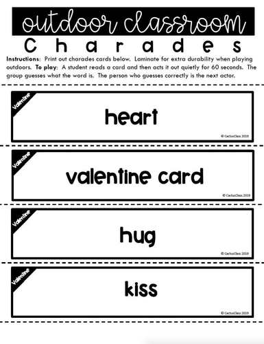 Outdoor Classroom Drama Game | Charades | Valentine's Day | TPT