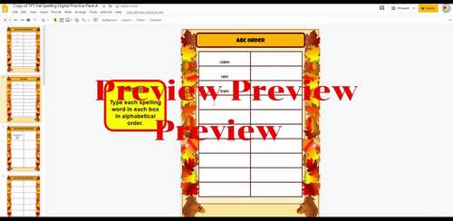 All Digitial FALL Themed Spelling All Digital Activities - Pack A