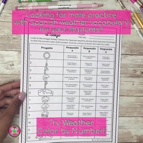 Spanish Weather | Color by Number | Colorea por número by LA SECUNDARIA