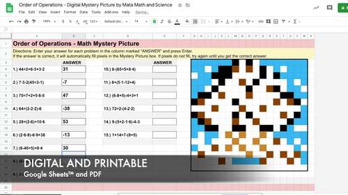 Order of Operations: Math Mystery Picture by Mata Math and Science