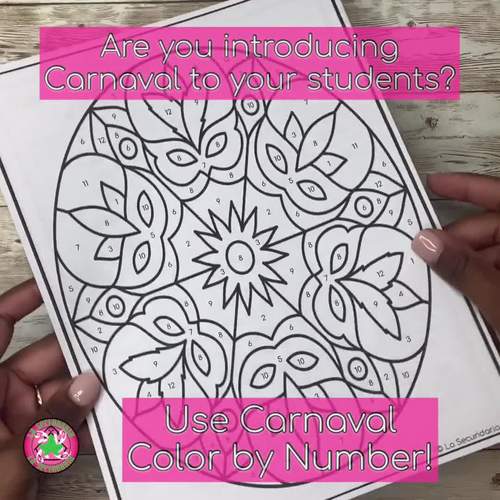 Carnaval Spanish Activity | Latin American Mardi Gras | Colorea por número