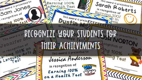 Student Achievement Award Certificates Editable and Printable | TPT