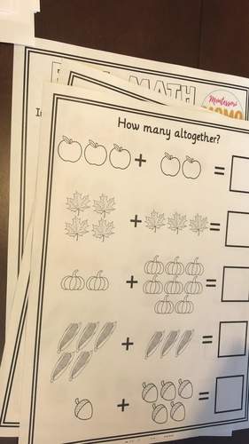 FALL Counting Addition Worksheets by Montessori Momo | TpT