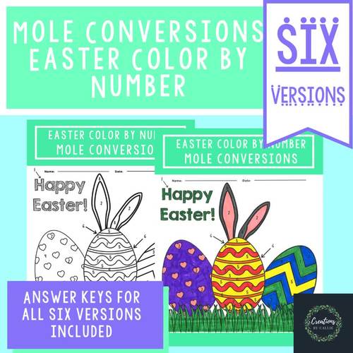 Mole Conversions - Easter Color by Number - Six Versions with Keys Included