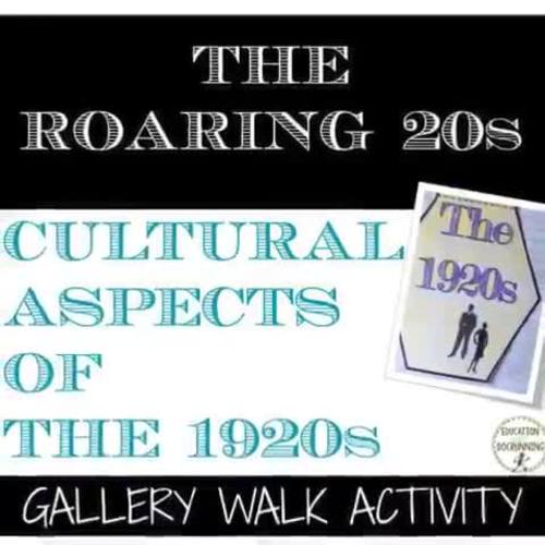 Roaring 20s Activity Gallery walk on the cultural aspects of 1920s America