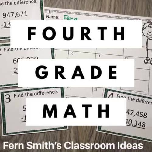 Subtract Whole Numbers Task Cards by Fern Smith's Classroom Ideas