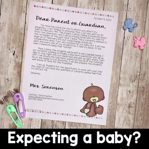 Editable Maternity Leave Letter to Parents by Educate & Rejuvenate