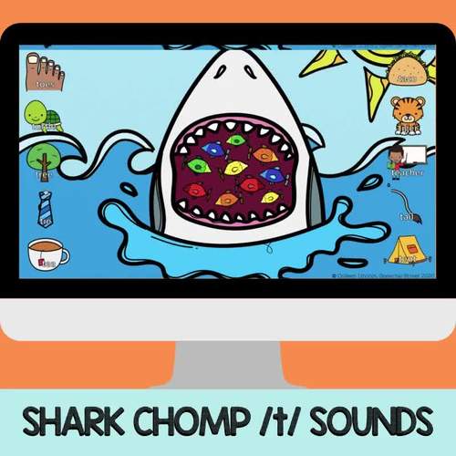Shark Chomp T Sounds: No Print Interactive Activity for Speech Teletherapy