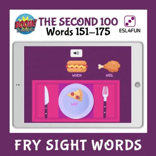Boom Cards- Fry Sight Words-The Second 100 (Words 151-175) by ESL4FUN