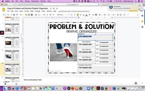 Problem Solution Graphic Organizers (Google Slides) by Speech Time Fun
