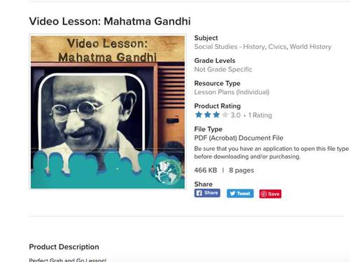 Video Lesson: Mahatma Gandhi by Social Studies Studio | TPT