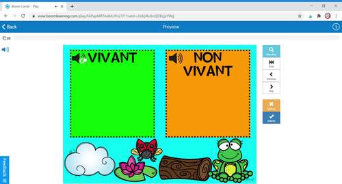 FRENCH BOOM CARDS • Living and Non-Living Sorting with AUDIO | TPT