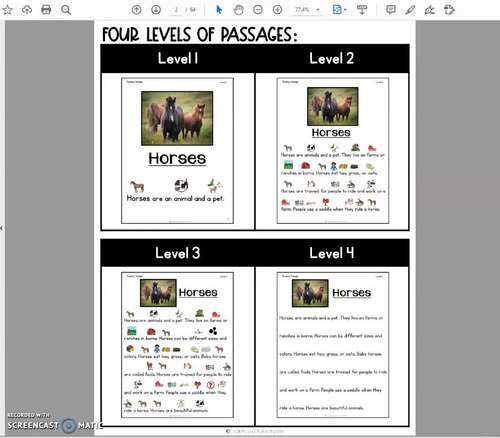 Horses Reading Visually Comprehension by Teach Love Autism | TpT