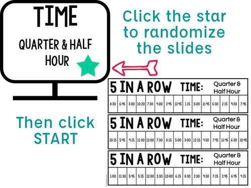 Telling Time to the Quarter Hour Games | 5 in a Row Math Games by Tessa ...