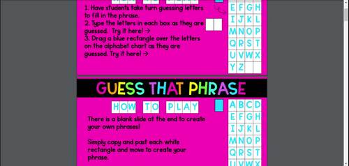 Guess That Phrase VIRTUAL GAME by A Second With Abby | TPT