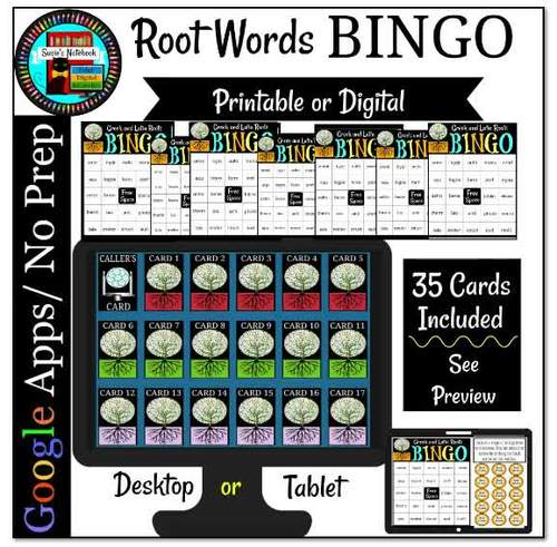 Greek and Latin Root Words Activity Bingo Game Printable and No Prep ...