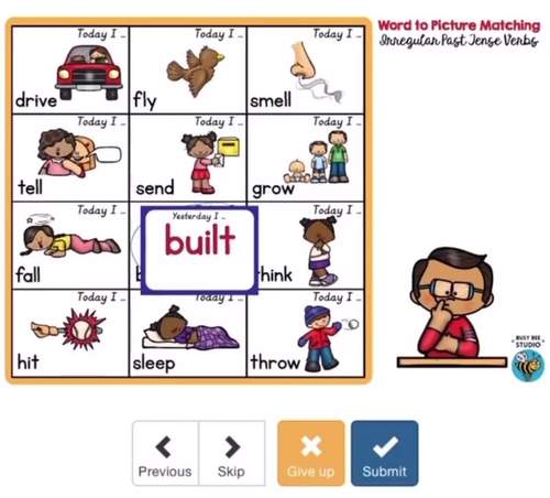 Irregular Past Tense Verbs Boom Cards Game 3 by Busy Bee Studio | TPT