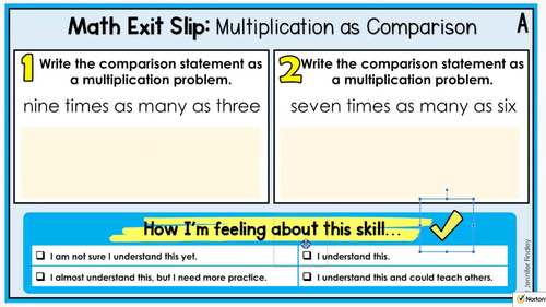 4th Grade Math Exit Tickets & Exit Slips - Math Check for Understanding