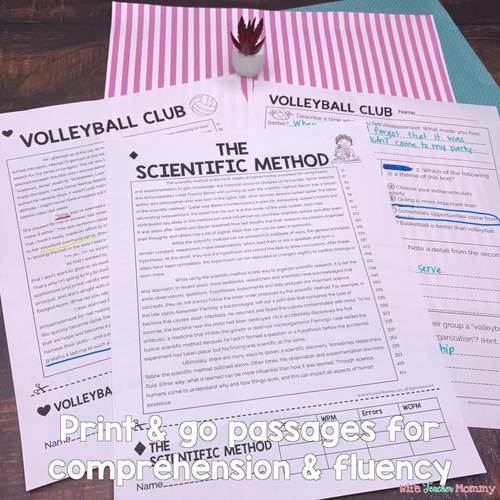 6th Grade Reading Comprehension Worksheets & Fluency Passages | BUNDLE