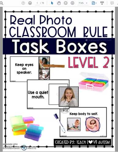 Back to School Classroom Rules Task Boxes Level 2 by Teach Love Autism