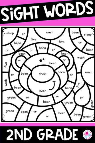 ZOO ANIMALS Color by Code Sight Words 2nd Grade Coloring Pages SUMMER