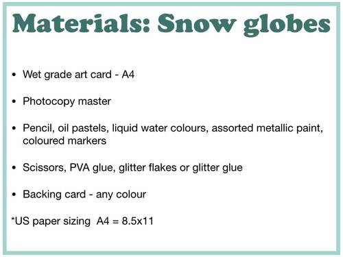 Christmas and Winter Art project for SNOW GLOBE or FIREPLACE 2nd grade