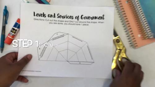 Pop-Up Levels and Services of Government Pyramid for Interactive Notebook