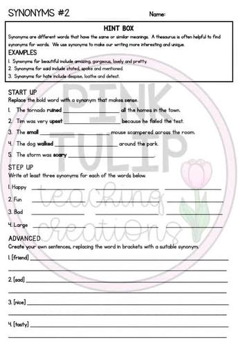 Grammar Worksheet Pack by Pink Tulip Teaching Creations | TpT