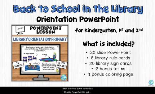 Library Orientation Lesson Primary K - 2 for Google Slides™ | PowerPoint