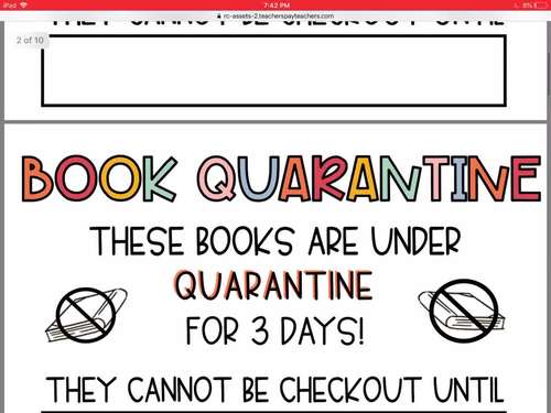 School Library Quarantine Signs by Quiet in the Library | TpT