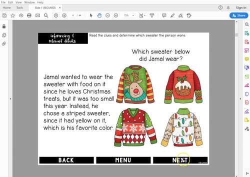 Christmas Sweater Speech and Language Activities No Print Interactive PDF