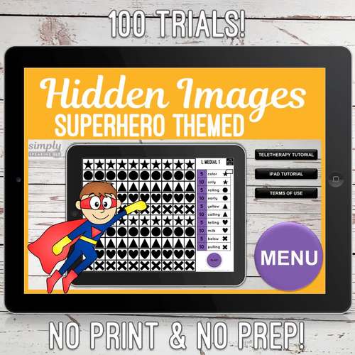 Superhero Theme 100 Trials No Print Symbol Hidden Images Game for ...