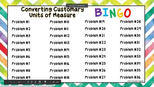 Converting Units of Measure Customary Units Digital Bingo Game | TPT