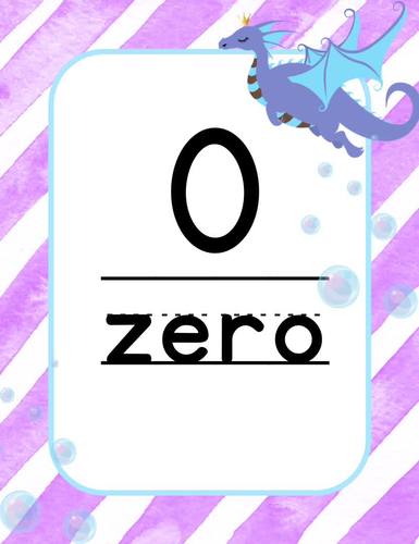 Unicorns and Dragons Classroom Decor Numbers and Tens Frames Posters