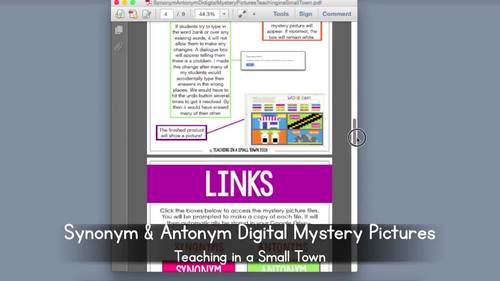 Digital Mystery Pictures // Synonyms & Antonyms // No Prep // Distance ...