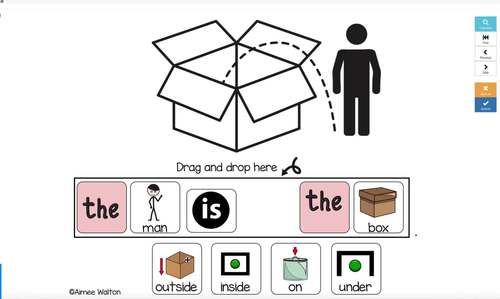 Spatial Concepts Interactive Sentence Building Strips Speech Boom Cards™