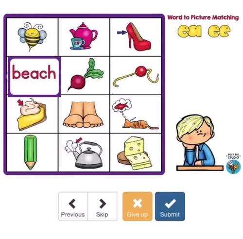 Long E (EA-EE) Game | Boom Cards by Busy Bee Studio | TpT