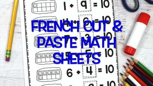 FRENCH Dinosaur No Prep Math Worksheets - Cut & Paste (les dinosaures)