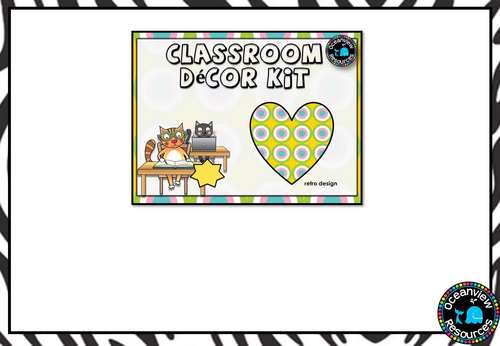 Classroom Decor pack RETRO DESIGN- Editable ideal for Bulletin Boards