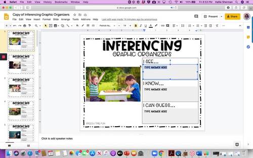 Inferencing Graphic Organizers (Google Slides) by Speech Time Fun