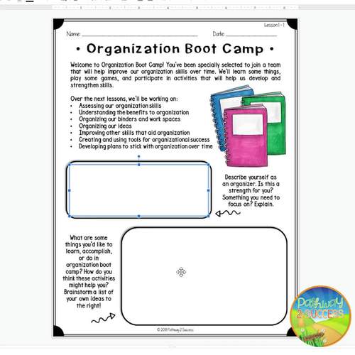 Organization Lessons and Activities for Executive Functioning Skills
