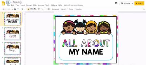 Digital Name Activities Google Slides Distance Learning Back to School