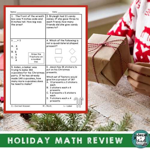 Christmas 3rd Grade Math Practice by Talented in Third | TPT