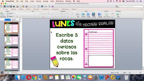 Ejercicios de escritura digitales diarios-Writing prompts in PowerPoint