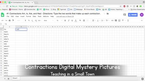 Digital Mystery Pictures // Contractions // Google Classroom //Distance ...