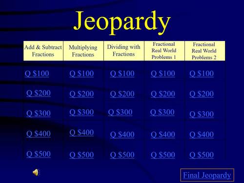 5th Grade Math Jeopardy- Fractions (NF) GOOGLE SLIDES AND POWERPOINT