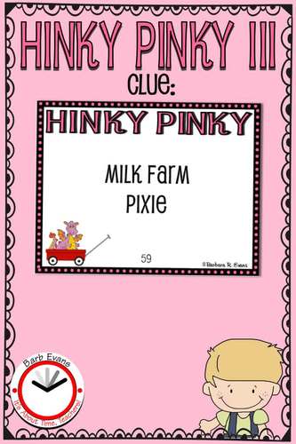 HINKY PINKY PUZZLES Set III Word Riddles Task Cards Vocabulary GATE