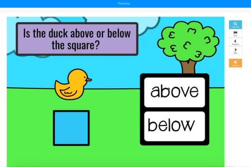 Digital Positional Task Boom Cards 1st grade center activity Above ...