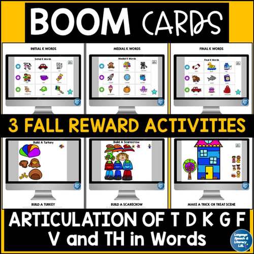 Fall Articulation Speech Therapy Boom Cards, Fall & Thanksgiving Included