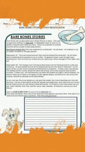 Elaboration Practice: Bare Bones Story Writing w/ Easel Activities